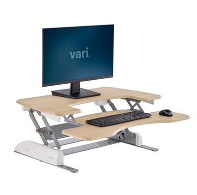 VARIDESK Pro Plus 36 Light Wood Sit-Stand Desk Riser Adjustable ...