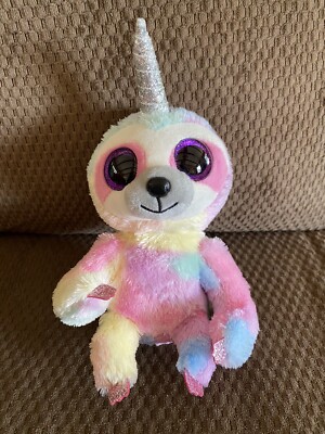 Ty Beanie Boos Cooper Unicorn Sloth Rainbow 9” Plush Stuffed Animal No ...