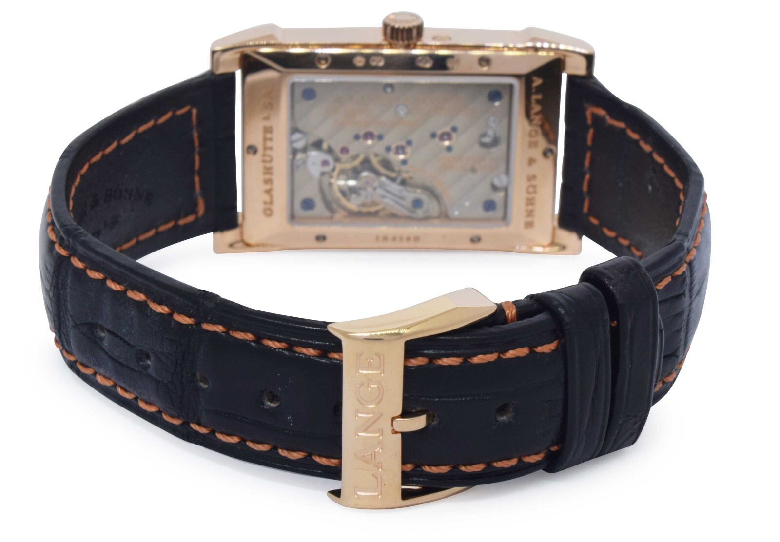 A. Lange & Sohne Cabaret 18k Rose Gold Black Dial Big Date Mens Watch ...