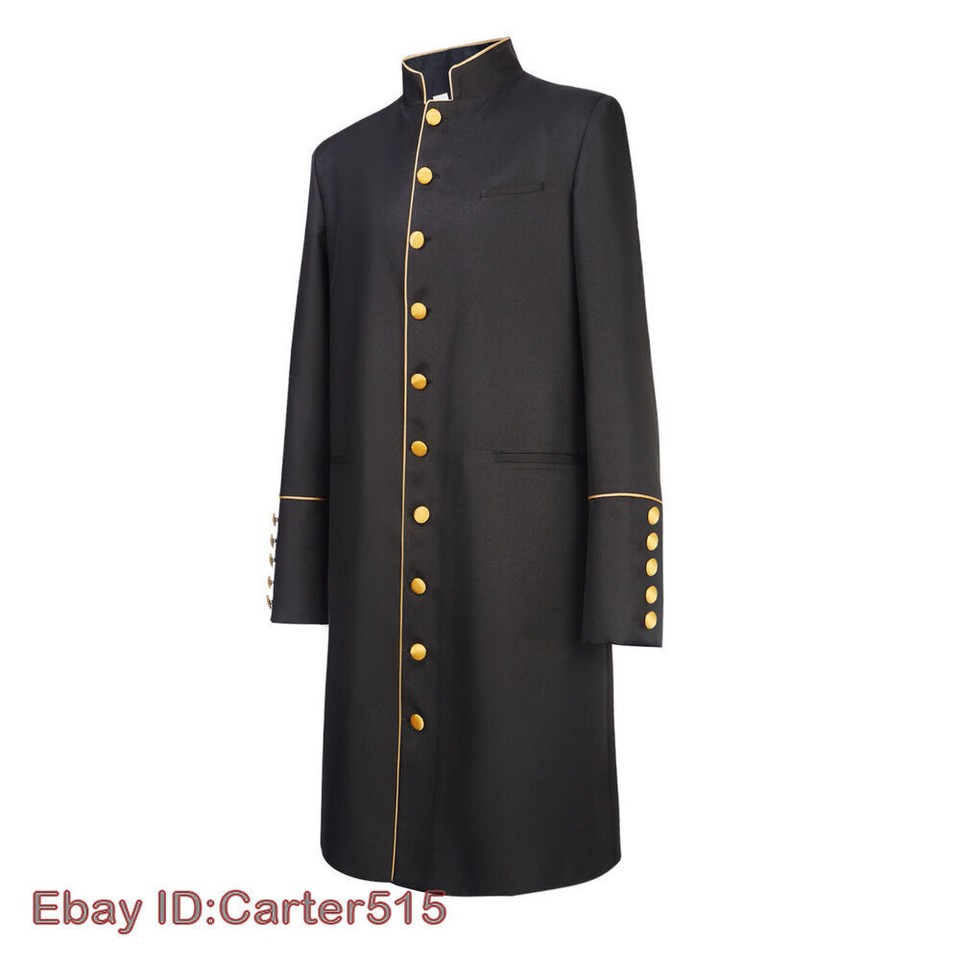 Men's Short Jacket Clergy Robes Choir Coat Pastor Priest Stand Collar ...