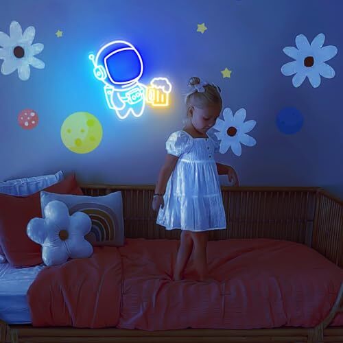 Astronaut Hold Beer Neon Sign for Wall Decor Cool Spaceman LED Light ...