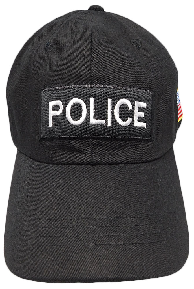 Police Official Black Patch USA Flag On Side Embroidered Baseball Hat ...