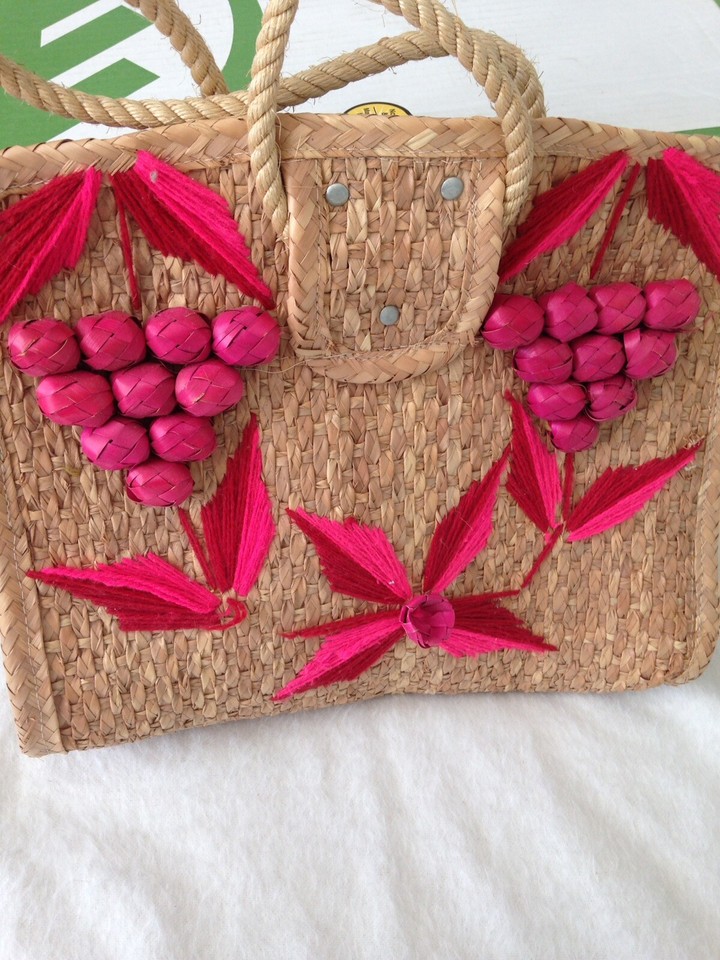 Beautiful Woven Large Reed Rattan Handbag with Sturdy Rope Handles | eBay