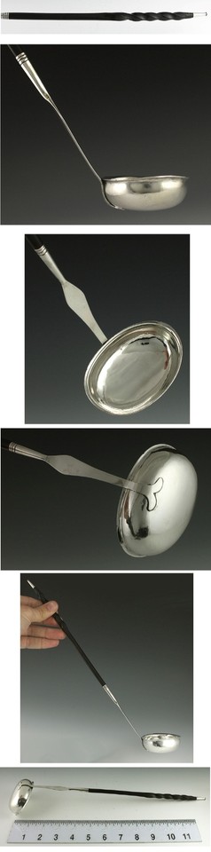 18th CENTURY ENGLISH STERLING SILVER COIN TWIST HANDLE TODDY LADLE | eBay
