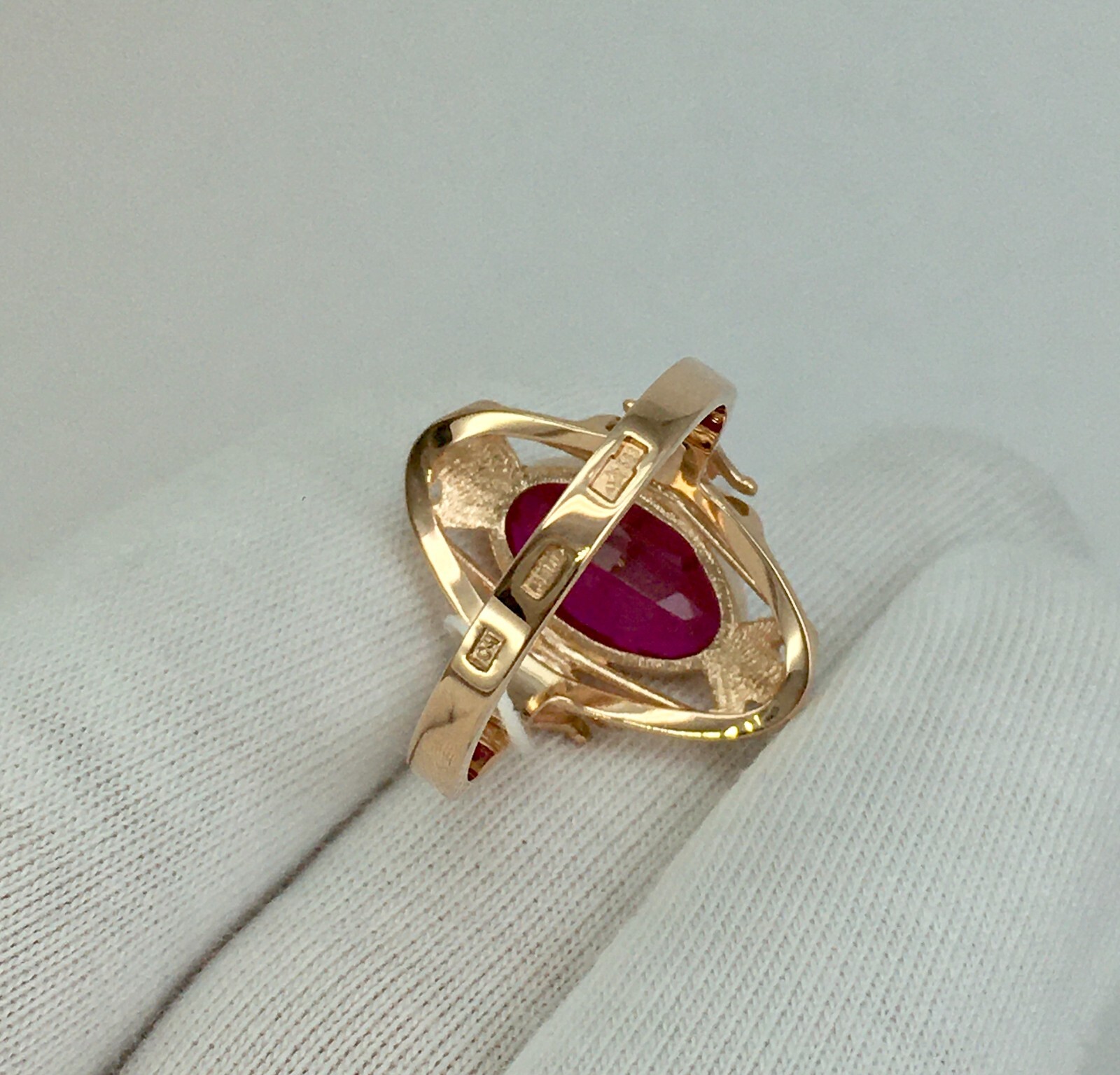 USSR Vintage Original Rose Gold Ruby (lab. made) Ring 583 14K 4.06 g. 7 ...