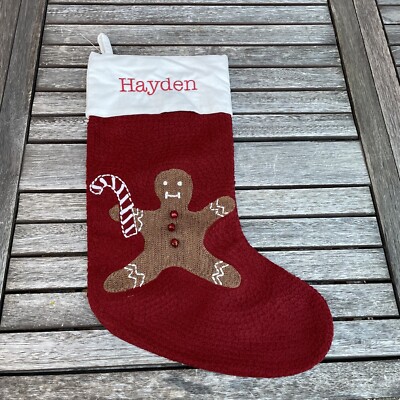 Pottery Barn Beautiful Crewel Stitched Stocking Gingerbread Man ...