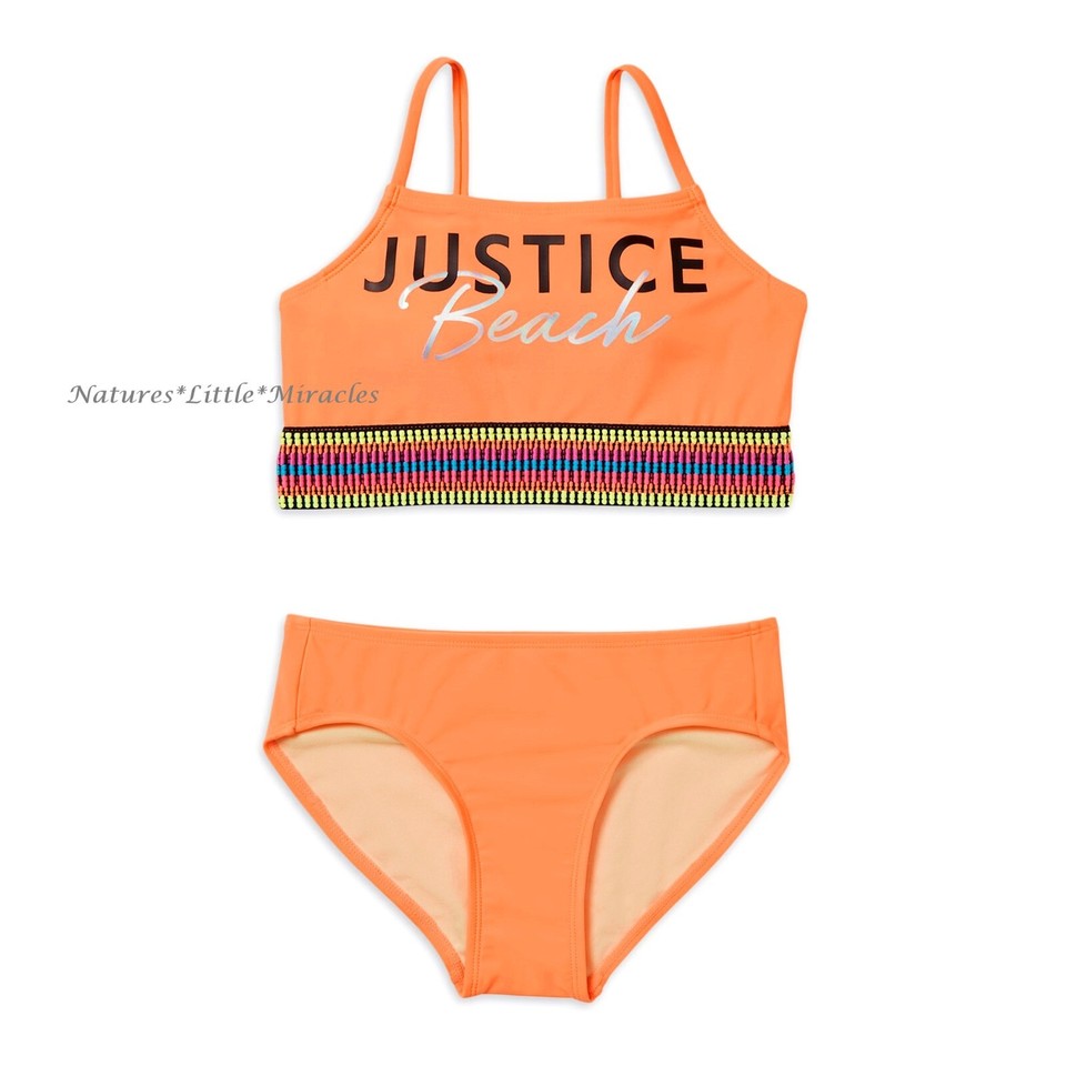 JUSTICE Girls Swimsuit Tankini Bikini Swim Set Size 7-18 S M XL Logo 2 ...