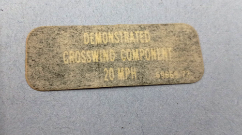 Piper P/N 582-404 - ALT# 69669-72 PLACARD (CROSSWIND COMPONENT) | eBay