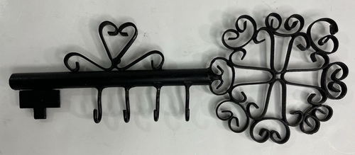 Cast Iron Wall Mount Skeleton Key Holder Hanger Rack 4 Hooks Black | eBay
