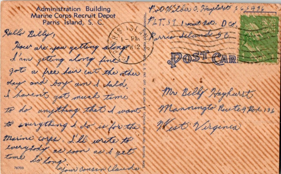 Administration Building Marine Corps Recruit Depot postcard Paris ...