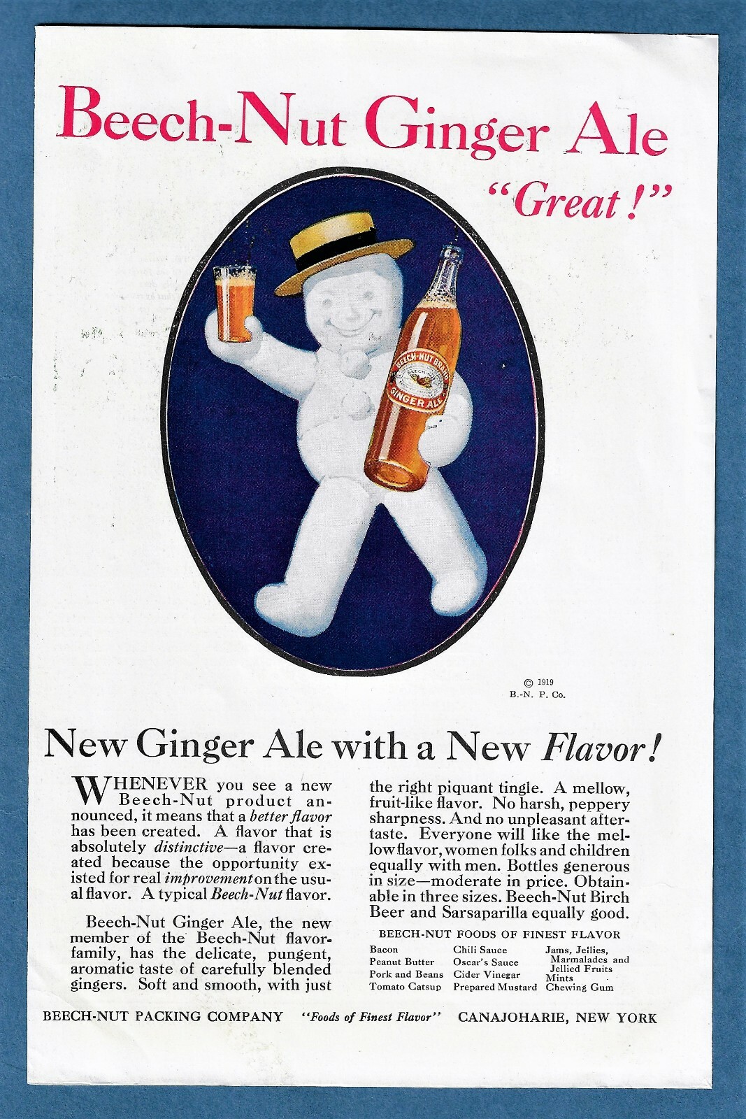 1920 BEECH-NUT GINGER ALE AD ~ NEW GINGER ALE WITH A NEW FLAVOR! | eBay