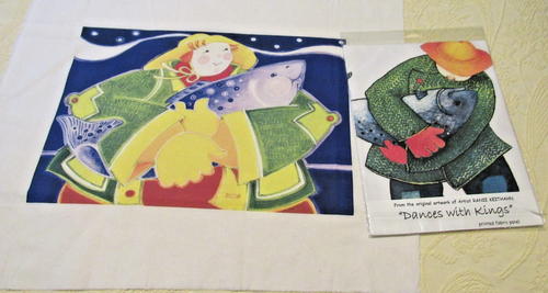 lot 2 NEW fabric panels Alaskan artist Ranie Keithahn DANCES WITH KINGS ...