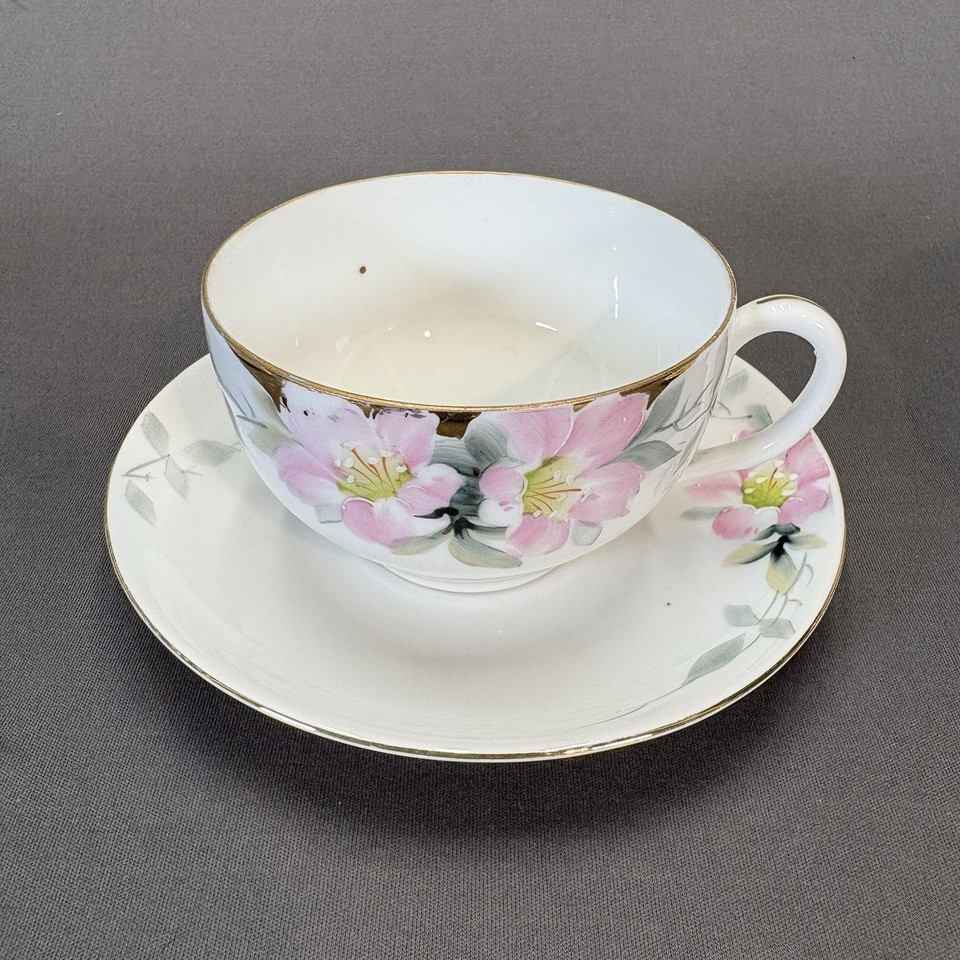 Noritake Azalea Cup and Saucer Set of 4 Nippon Backstamp Hand Painted ...