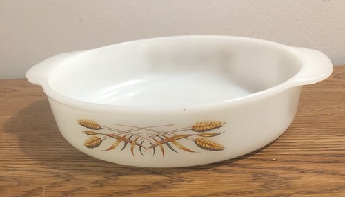 Vintage 8 inch Fire King Casserole Dish, Wheat Pattern, Made in the USA ...