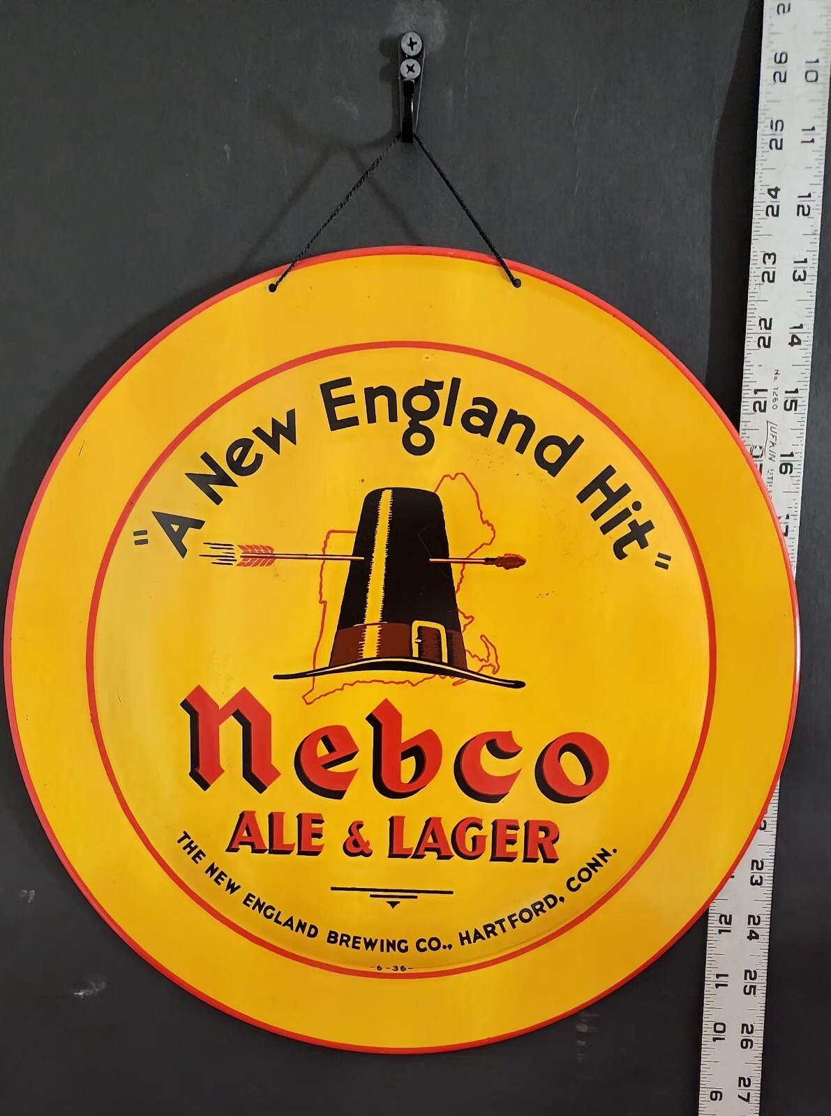 Vintage Nebco Ale & Lager "A New England Hit" Hanging Beer Sign ...