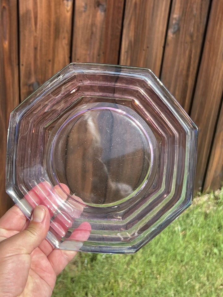 Antique Heisey Alexandrite Glass Set Of Art Deco Goblets & Plates | eBay
