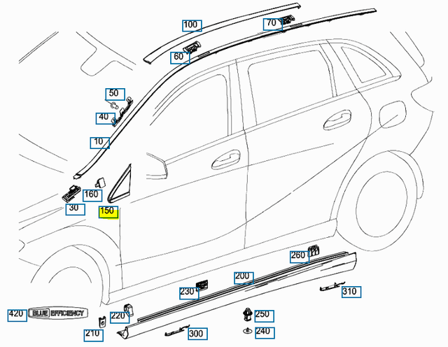 MERCEDES B-class W246 2013 Exterior Front Left a Pillar Trim ...