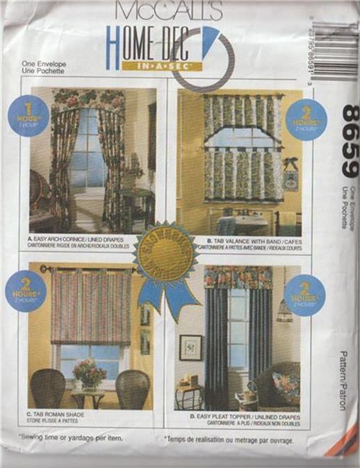 OOP McCalls Window Treatment Curtains Toppers Drapery Valances Pattern ...