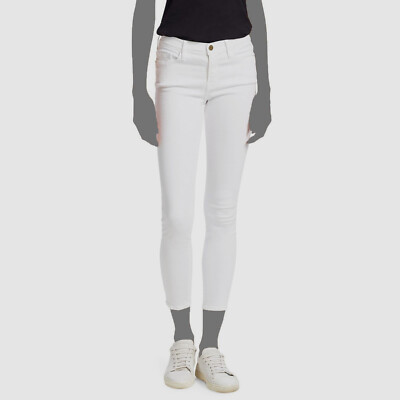 $184 Frame Women's White Denim Mid-Rise Skinny Cropped Jeans Pants Size ...