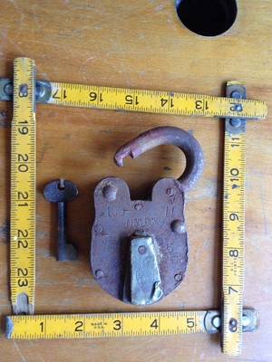 VTG Antique Iron Padlock barrel Key Arabic Turkey Jail Bank Lock ...