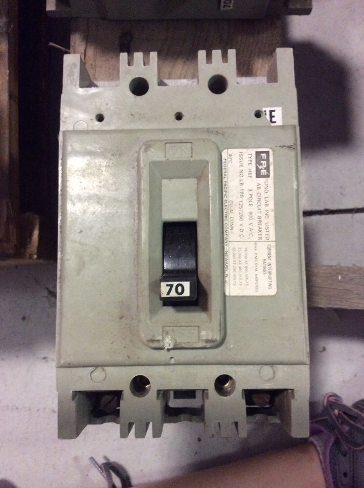 FPE Federal Pacific Circuit Breaker HEF 70 Amp 600 Volt 3 Pole | eBay