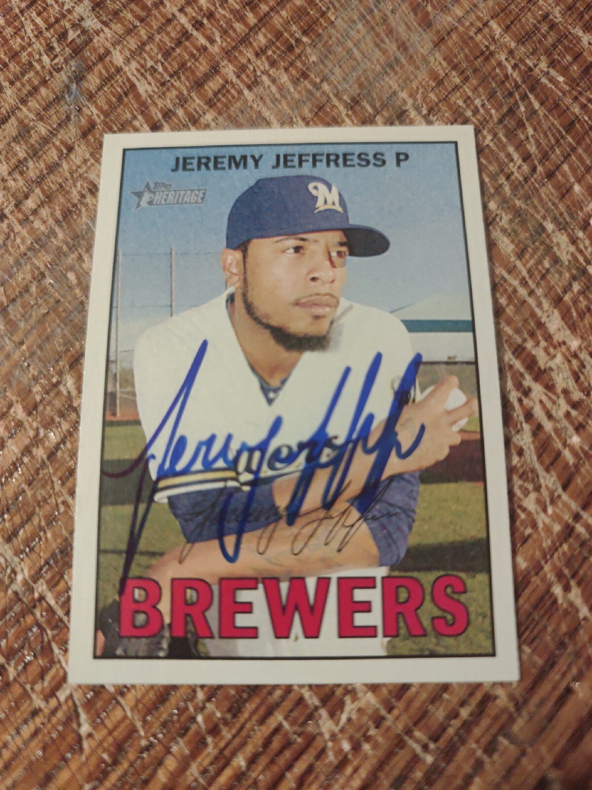 Jeremy Jeffress Autograph 2016 Topps Heritage Signed Baseball Card #133 ...
