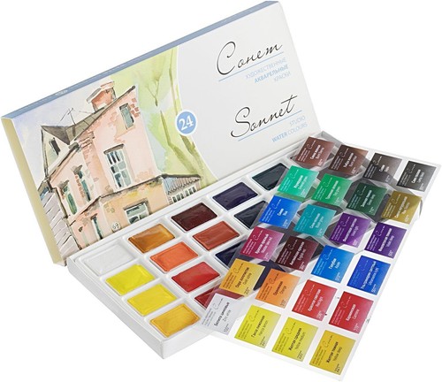 Sonnet Watercolour Paint Set 24/ 2.5ml Pans Nevskaya Palitra Made in ...