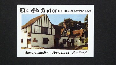 Matchbox label Pub The Old Anchor Feering Hill Feering Colchester Essex ...