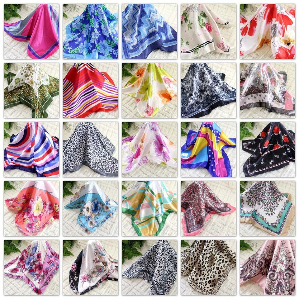 Vintage Elegant Designs Silk Satin Feel Ladies Small Square Head / Neck ...