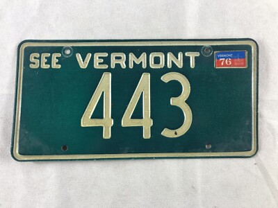 1976 Vermont Low Digit License Plate, Bicentennial, 443 | eBay
