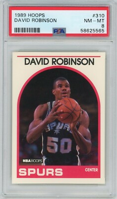 1989 HOOPS DAVID ROBINSON #310 SAN ANTONIO SPURS ROOKIE HOF PSA 8 NM-MT ...