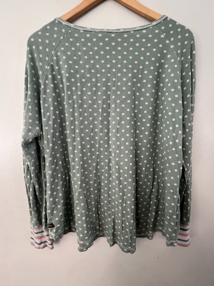 Matilda Jane Womens Waffle Henley Polka Dot T Shirt Green Size Xl | eBay