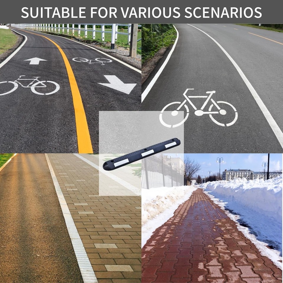 2Pack 40" Traffic Lane Divider Black Curb w/ Reflective Strips for Road ...