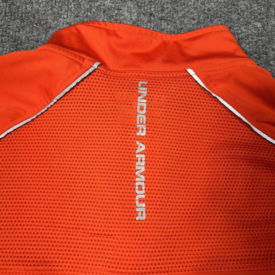 Under Armour Pullover Mens Medium Orange Quarter Zip Running Reflective ...