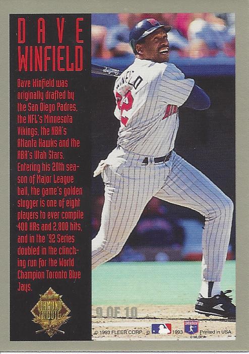 1993 Fleer Final Edition Diamond Tribute Dave Winfield 9 Twins | eBay