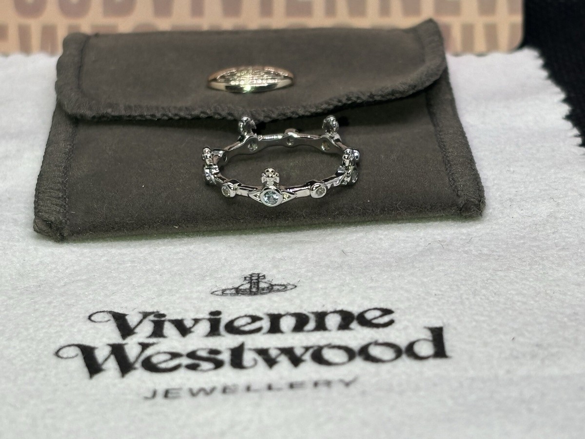 Vivienne Westwood Felicia Ring 925 Silver Ring (Size 8) With Vivienne Westwood Felicia Ring 925 Silver Ring (Size 8) With