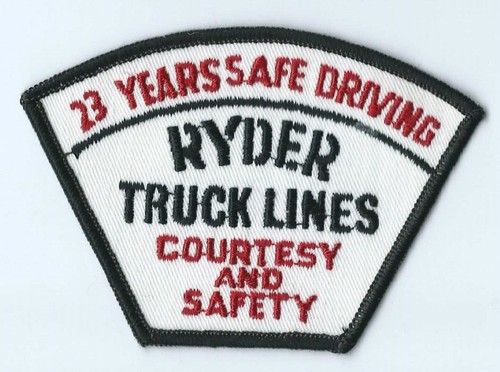 Ryder Trucklines 23 yrs safe driving Coutesy & safety patch 3X4X1-3/4 ...