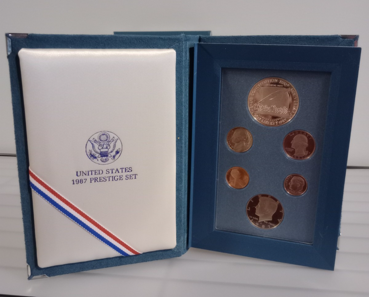 1987 Prestige Set US Mint Constitution 90% Silver Dollar w/ Box & COA ...