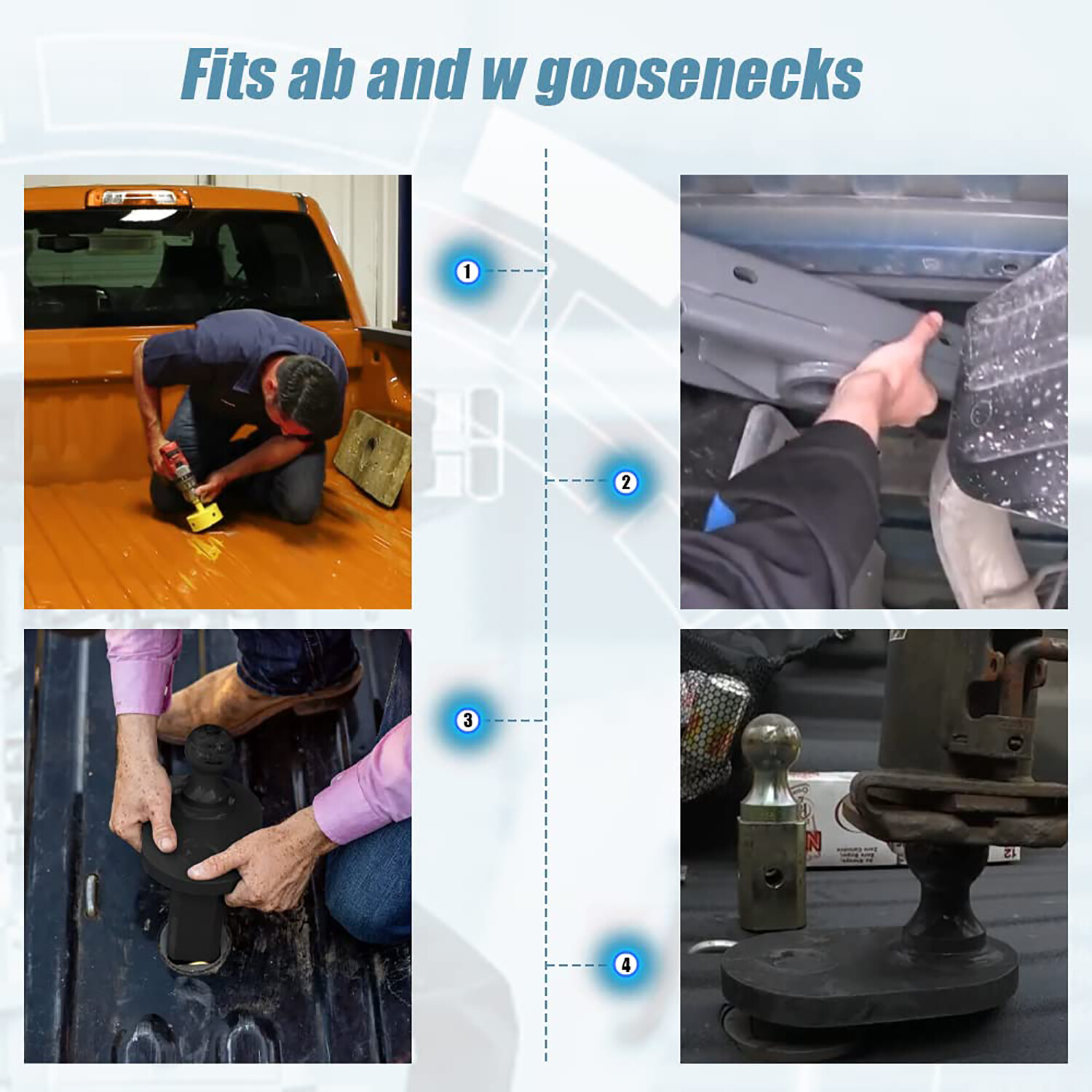 Gooseneck Extender Trailer Hitch W/2- 5/16" Ball 4" Offset Black Coated ...