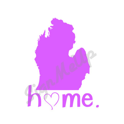 I Love Michigan State "Home." Decal 5" x 6.5" Cute Vinyl Window Sticker ...