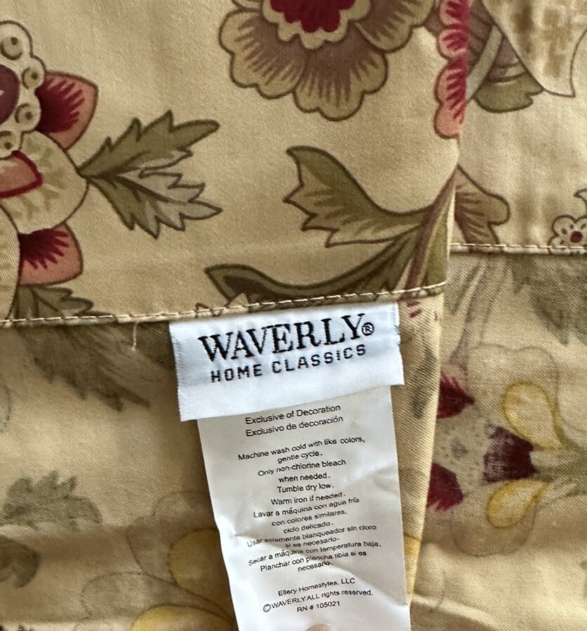 Waverly Imperial Dress Red Beige Floral Jacobean Cotton Curtain Vance ...