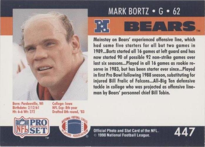 1990 Pro Set Mark Bortz #447 for sale | eBay