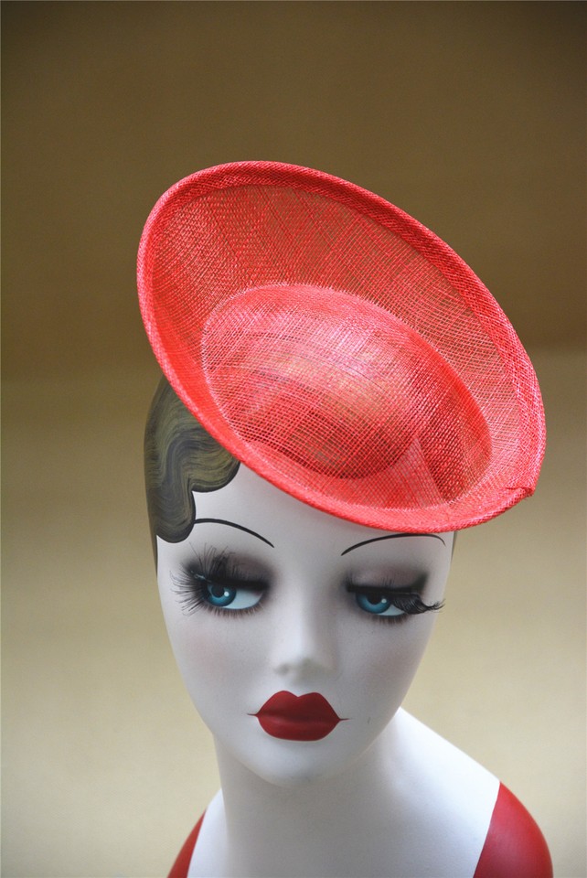 7.9" Round Saucer Sinamay Teardrop Percher Hat Fascinator Millinery ...