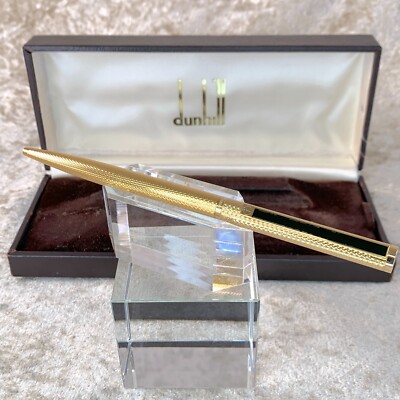 Vintage Dunhill Ballpoint Pen Gemline Barley Pattern Gold Finish Black ...