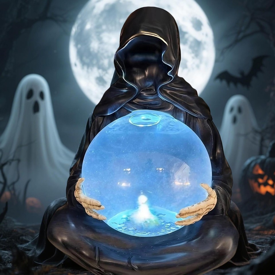 The Death God's Crystal Balls LED Light Grim Reaper Water Globe Halloween Decor | eBay