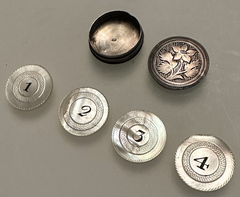 Antique 18th Century Gambling Whist Sterling Silver Counter Box ...