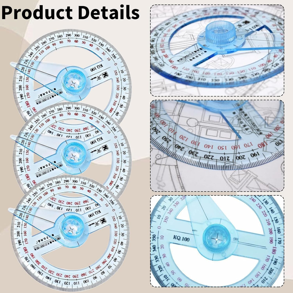 2 Pcs Protractor Circle Protractor, 360 Degree Protractor Angle Measure ...