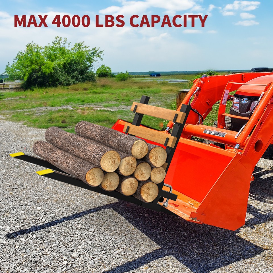 48" Clamp-on Pallet Forks W/Adjustable Stabilizer and Slot Guard Bar ...