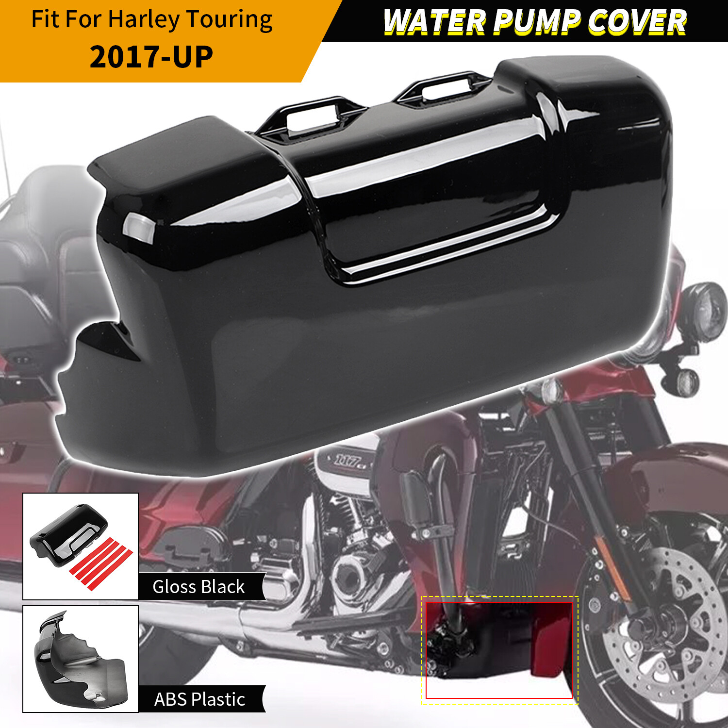 Gloss Black Water Pump Cover For Harley Twin-Cooled Engine Electra ...