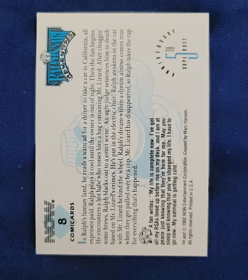 Now Comics 1992 Comic Insert ComiCard #8 Ralph Snart Adventures. Vol 2 ...